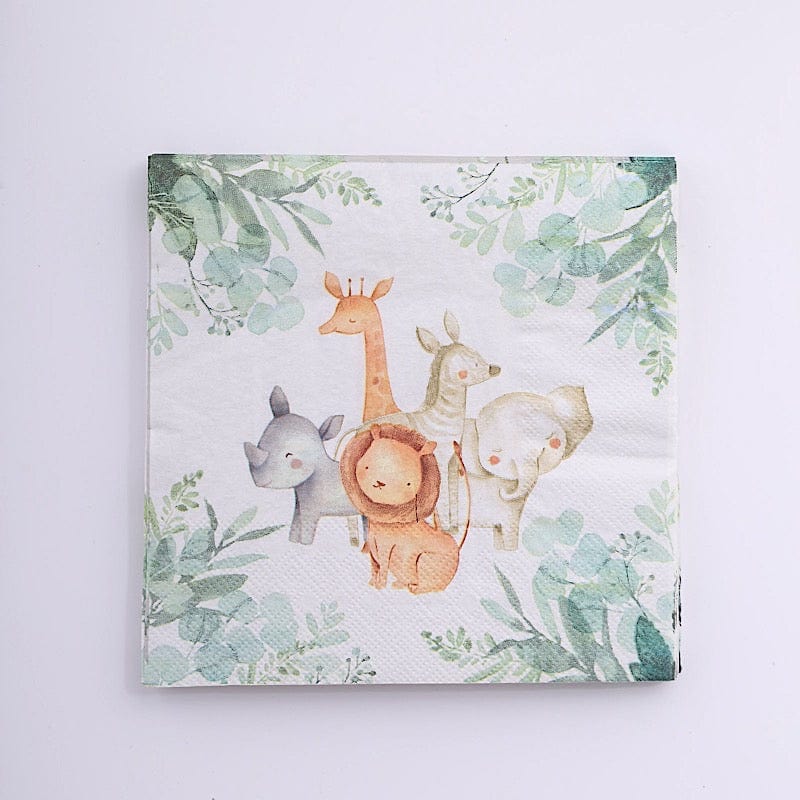 20 Disposable Safari Animal Dinner with Cocktail Paper Napkins - Assor ...