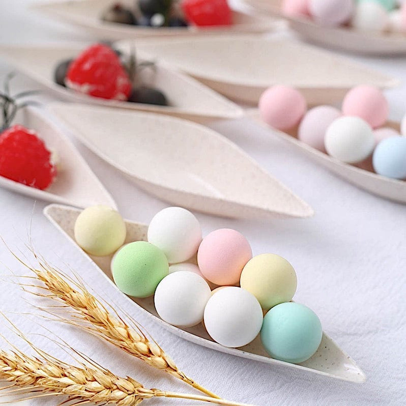 24 Mini Boat 5" Wheat Straw Fiber Serving Trays - Natural ...