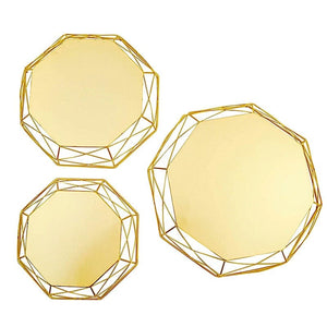 3 pcs Octagon Geometric Metal Cake Stands Dessert Riser - Gold ...