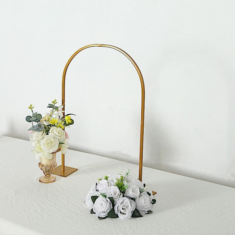 35" Metal Floral Chiara Arch Table Centerpiece with Rounded Top - Gold ...