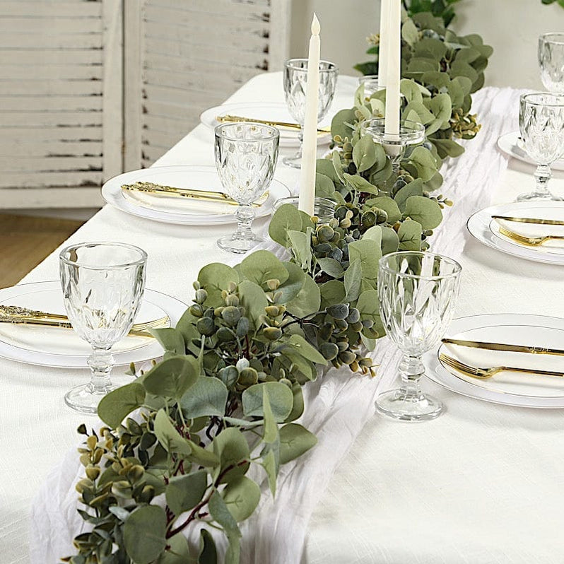 6.5 ft Eucalyptus Garland with Boxwood Leaf and Battery Operated LED L ...
