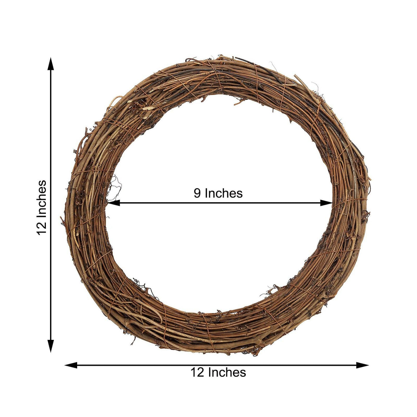 12" Natural Grapevine Twig Wreath DIY Wedding Decorations - Brown ...