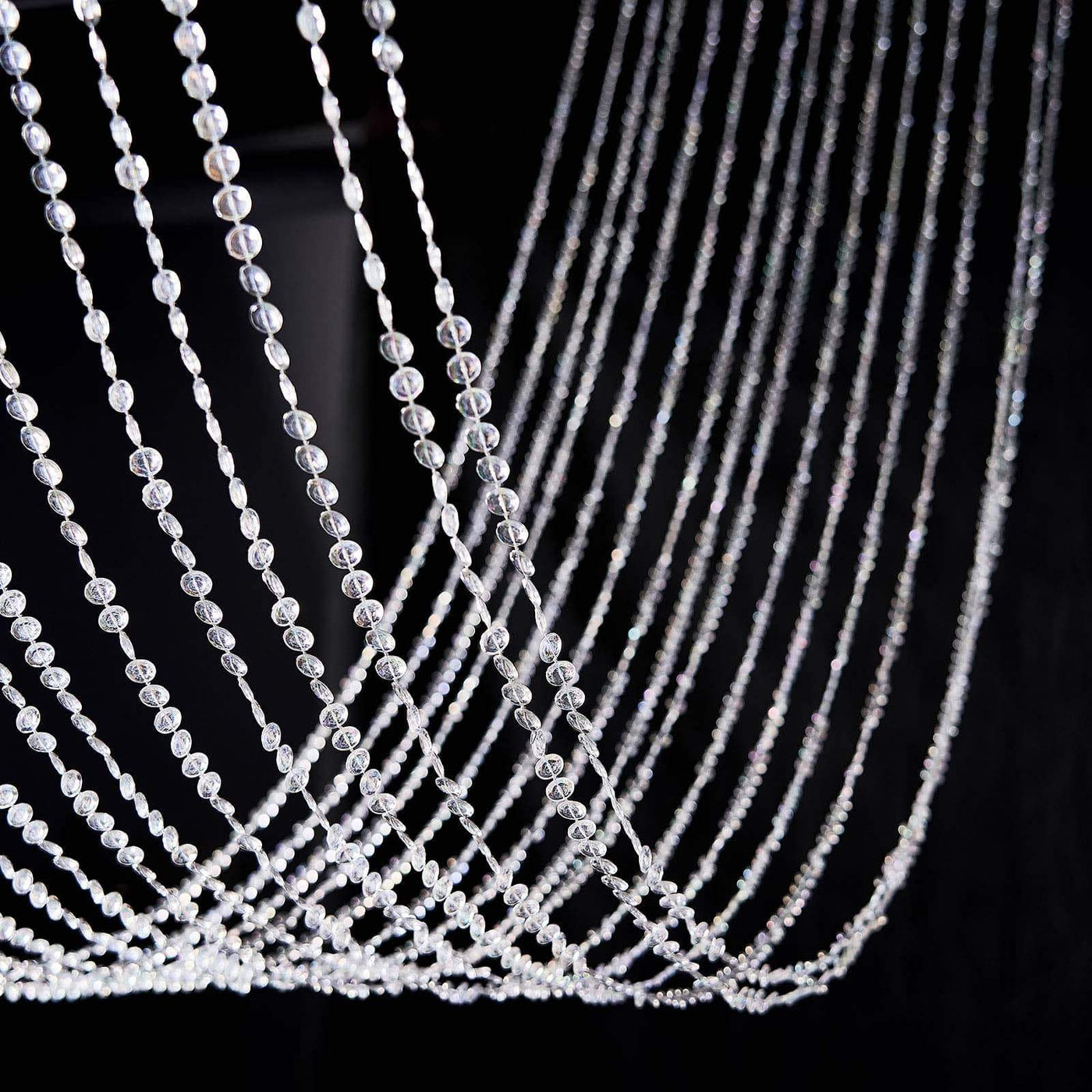 15 ft Ceiling Drape Curtain Crystal Beaded Backdrop - Iridescent ...