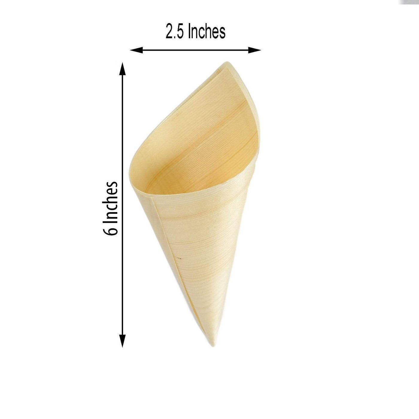 50 pcs 6" long Wooden Food Serving Cones - Natural — LeilaniWholesale