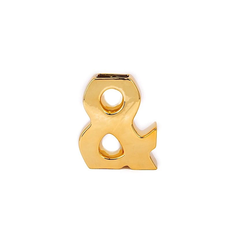 6" Ceramic Letters and Symbols Flower Vase Table Centerpiece - Gold ...